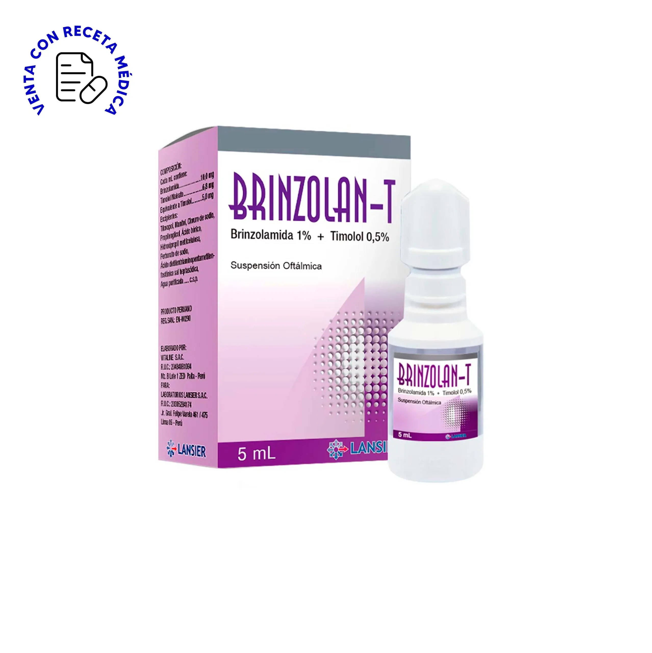 BRINZOLAN T (BRINZOLAMIDA 1%+TIMOLOL 0.5%) SUSPENCION OFTALMICA CAJA X ...